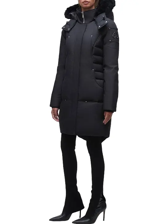 Moose Knuckles Baltic Down Parka With Shearling Trim - Navy/black