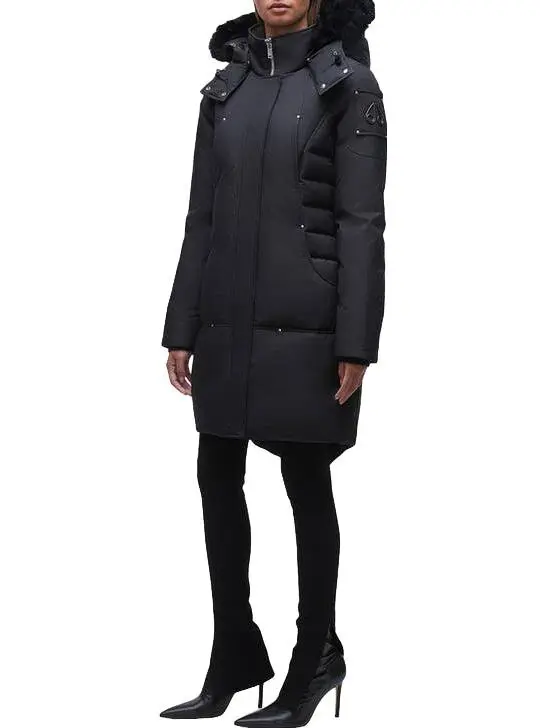 Moose Knuckles Baltic Down Parka With Shearling Trim - Navy/black