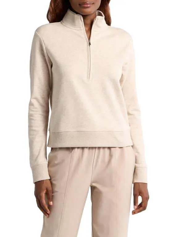 Travis Mathew Cloud Half Zip Pullover - Heather Natural