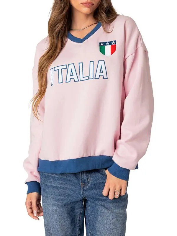 EDIKTED Italy Oversize Sweatshirt - Light-pink