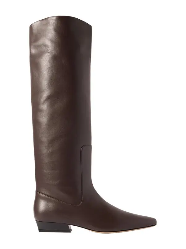 Staud Wally Leather Knee Boots - Brown