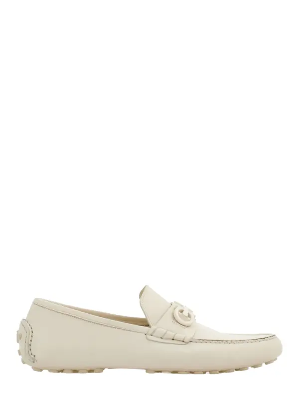 FERRAGAMO Gancini-plaque Leather Loafers - Neutrals