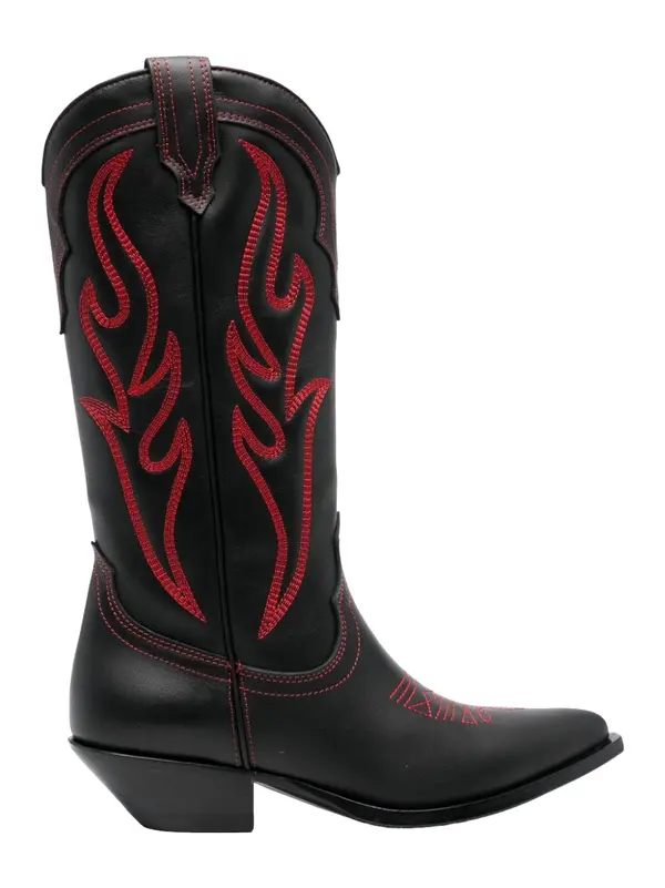 SONORA Santa Fe Leather Cowboy Boots - Black