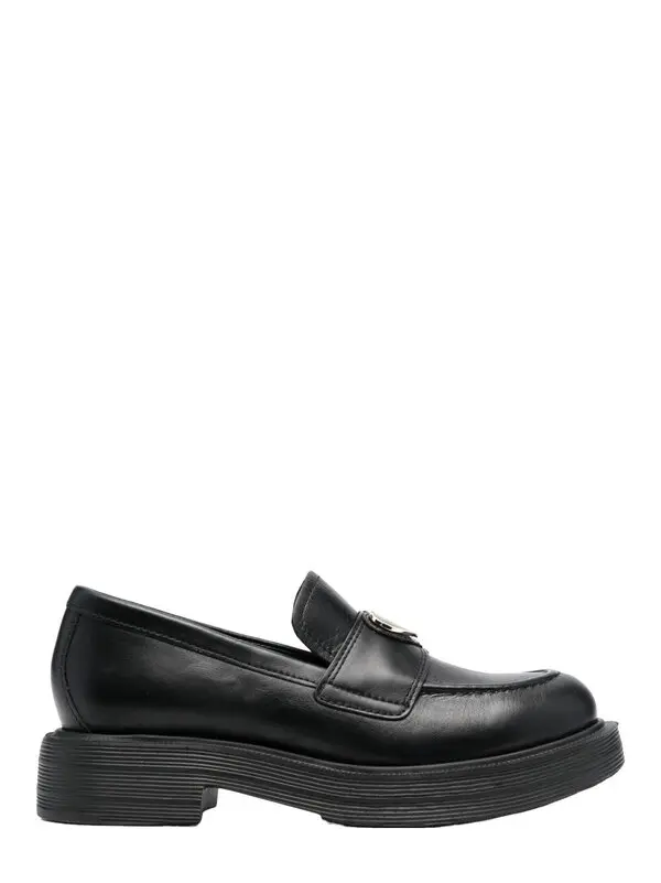 Moschino Logo Plaque Loafers - Black