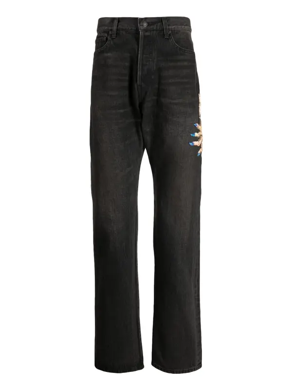 UNDERCOVERISM Bead-embellished Straight-leg Jeans - Black