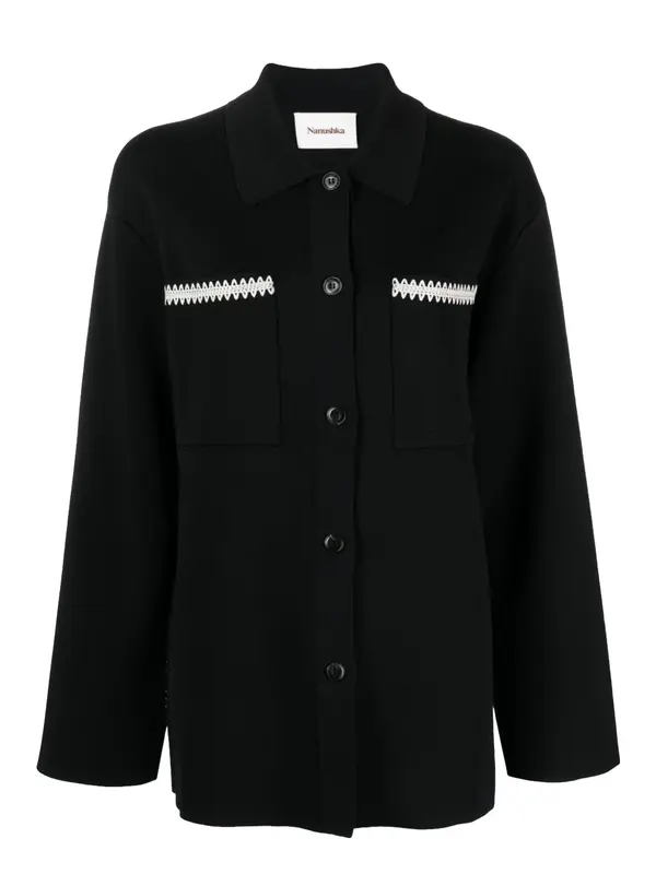 Nanushka Silvia Crochet-trim Shirt - Black