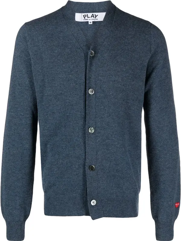 Play Comme Des Garcon V-neck Buttoned Cardigan - Blue