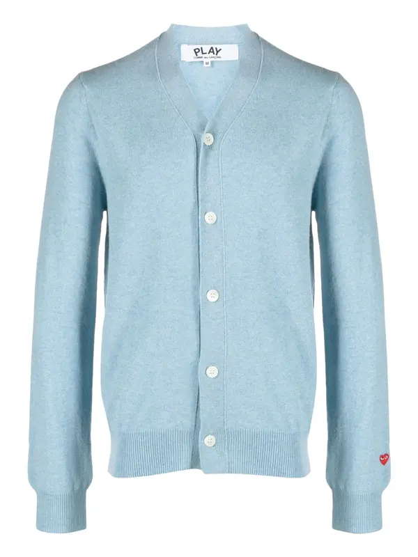 Play Comme Des Garcon V-neck Buttoned Cardigan - Blue