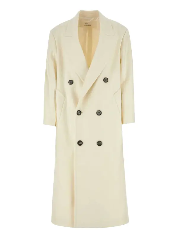 Ami Double-breasted Virgin-wool Coat - White