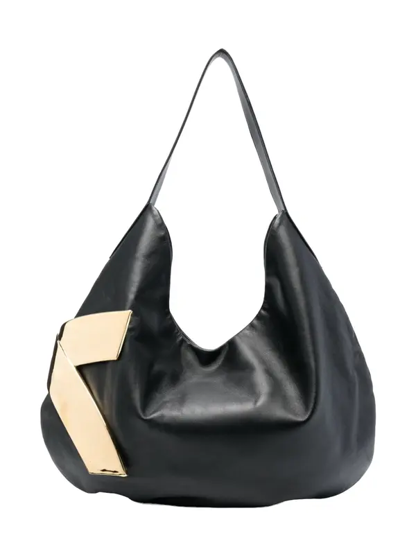 GENNY X-shaped Hardware Shoulder Bag - Black