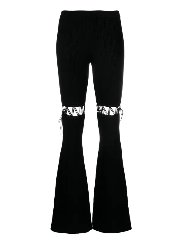 NENSI DOJAKA Lace-up Ribbed Trousers - Black