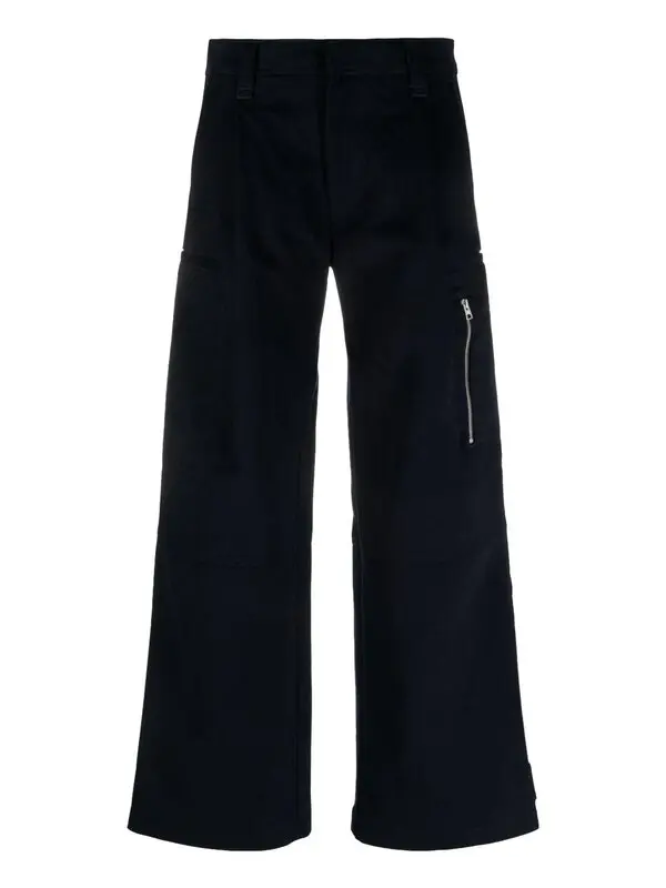Ami Wide-leg Cotton Trousers - Blue
