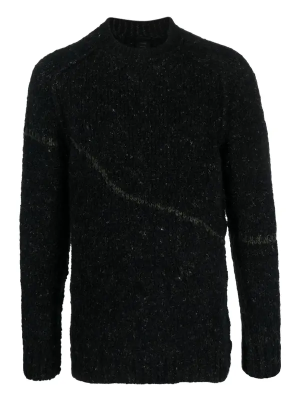 Transit Mélange-effect Stripe-detail Jumper - Black