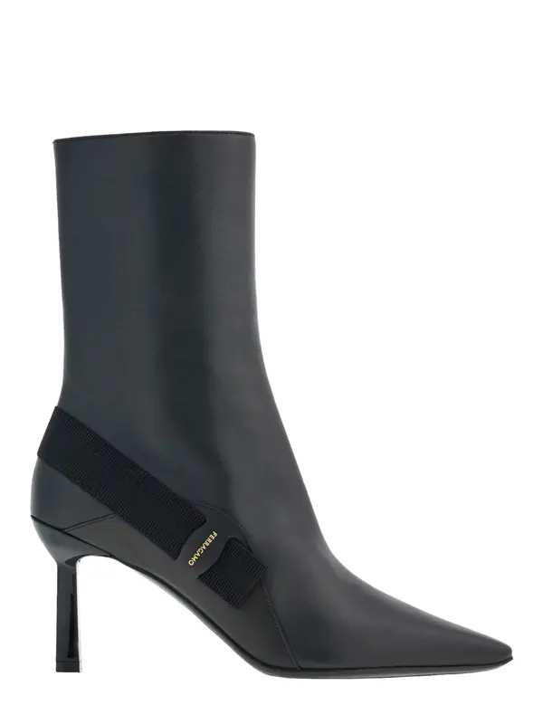 FERRAGAMO 85mm Vara-bow Leather Ankle Boots - Black
