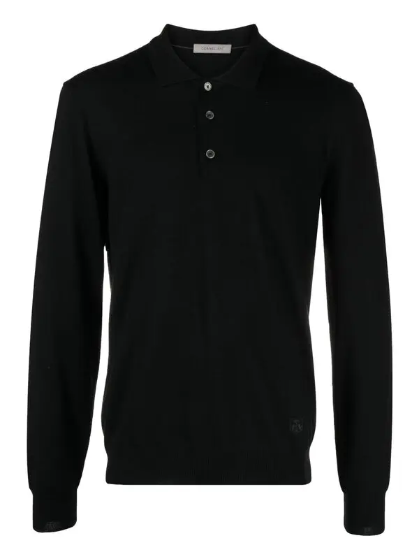 Corneliani Virgin Wool Polo Sweater - Black