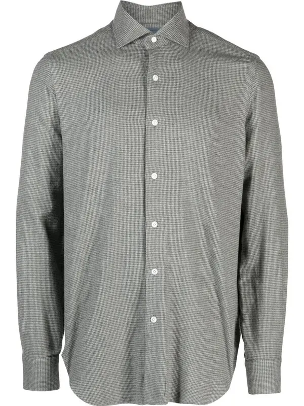 BARBA NAPOLI Check-print Cotton Shirt - Grey