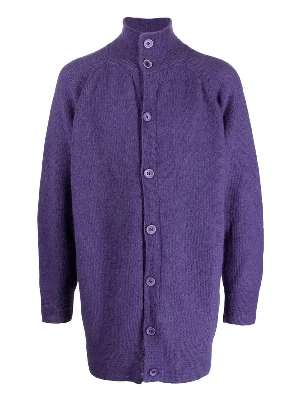 Yohji Yamamoto High-neck Button-up Cardigan - Purple