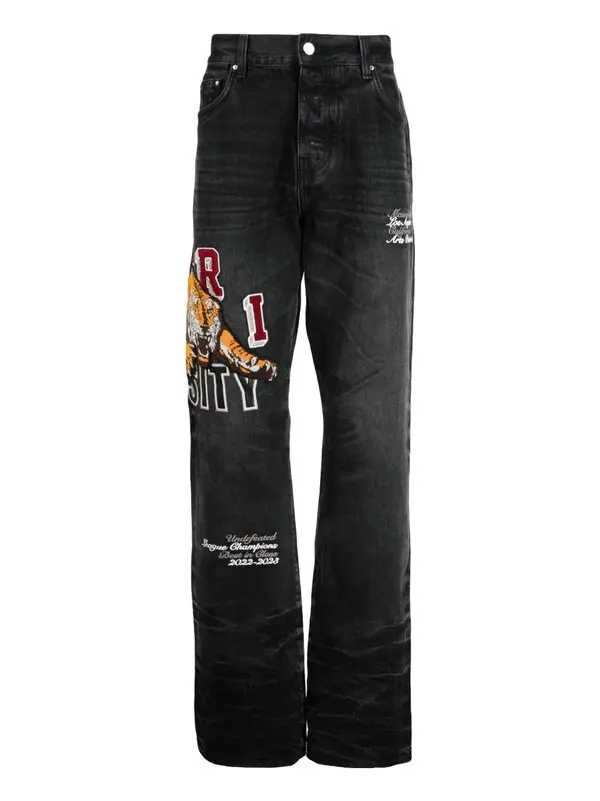 Amiri Varsity Tiger Straight-leg Jeans - Black