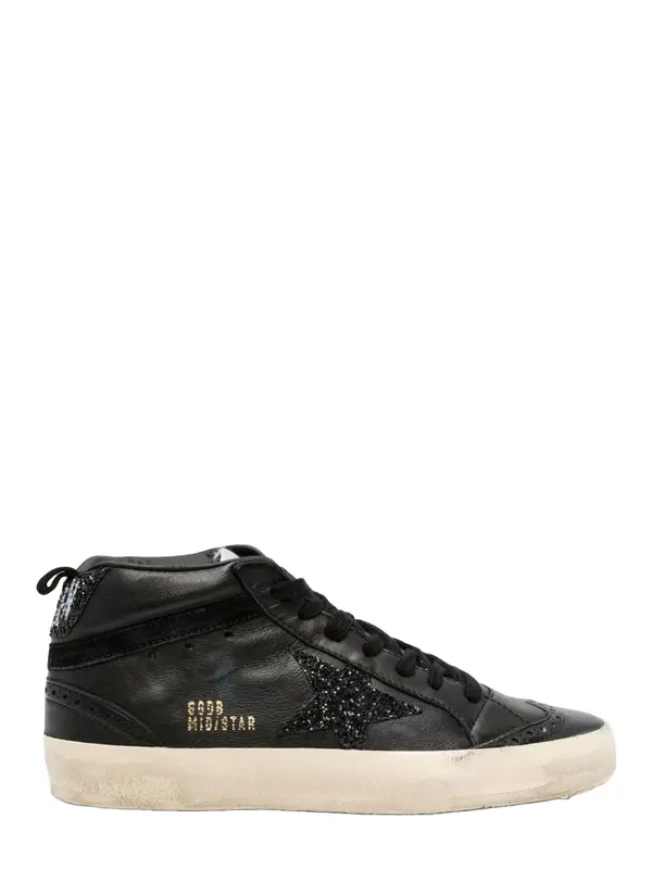 GOLDEN GOOSE Mid-star Leather Sneakers - Black