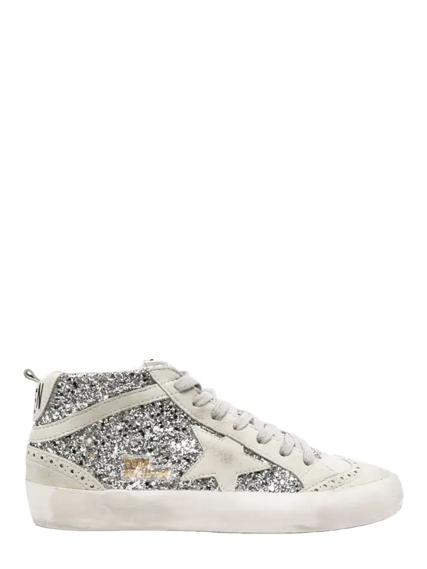 GOLDEN GOOSE Mid-star Glitter Sneakers - Silver