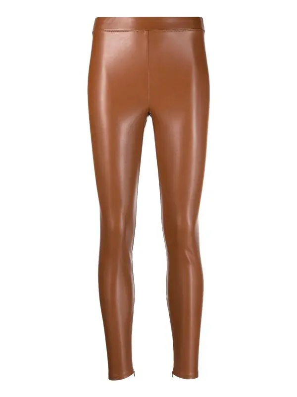 Michael Kors Ankle-zip Faux-leather Leggings - Brown
