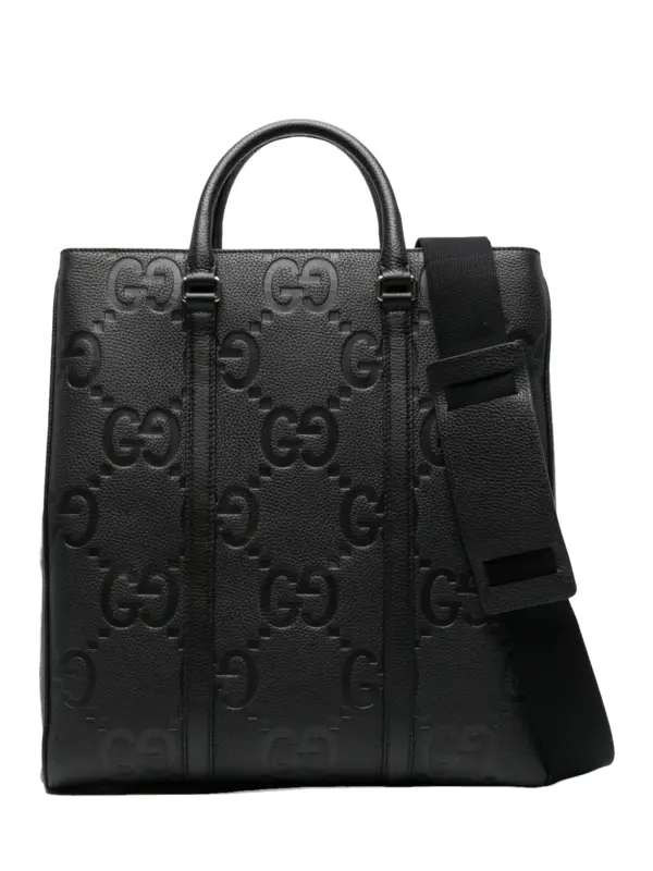 Gucci Medium Jumbo Gg Leather Tote - Black