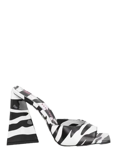 Attico Zebra-print Leather Slides - White