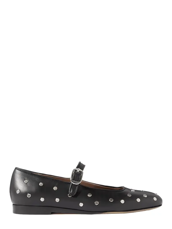 Le Monde Beryl Studded Leather Mary Jane Ballet Flats - Black