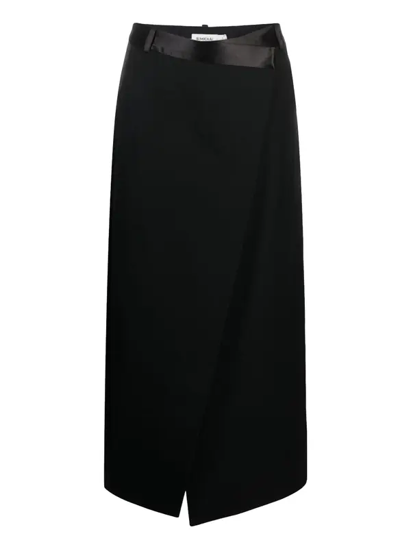 Simkhai Satin-belt Wrap Midi Skirt - Black