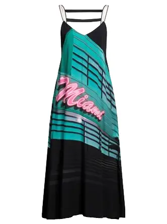 Palm Angels Multicolor Midi Dress - Black