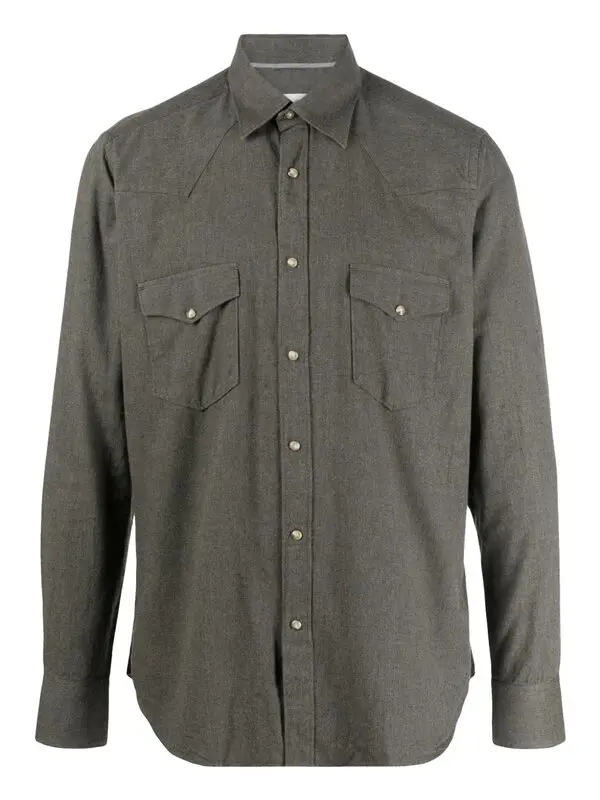 TINTORIA MATTEI 954 Long-sleeved Buttoned Cotton Shirt - Grey