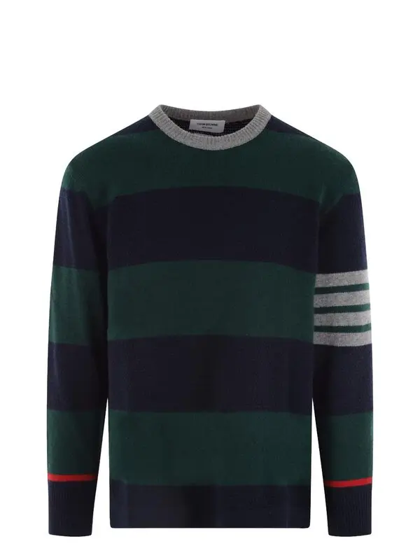 Thom Browne Striped Wool Knit Pullover - Green