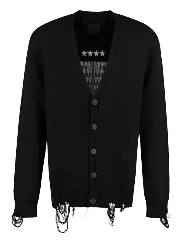 Givenchy Intarsia Detail Cotton Cardigan - Black