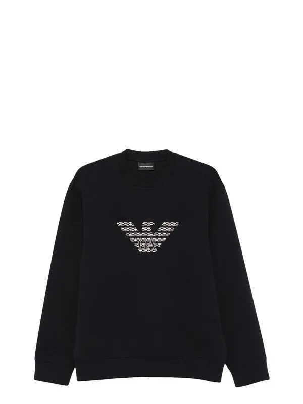 Emporio Armani Embroidered Eagle Emblem Knitwear - Blue