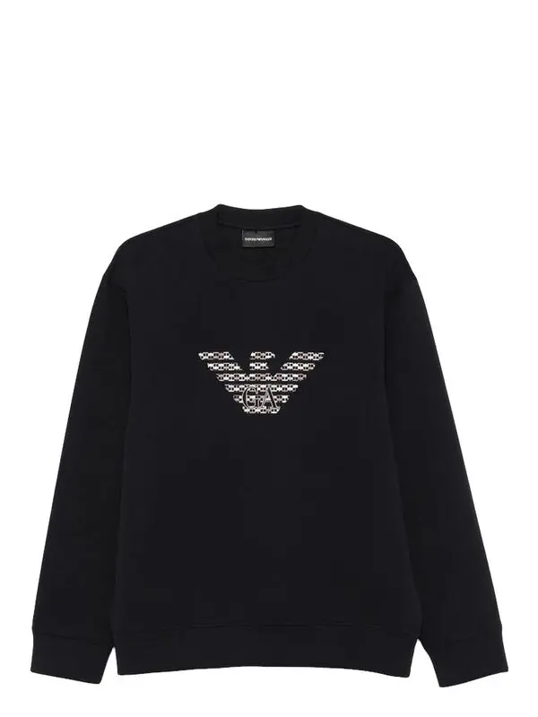 Emporio Armani Embroidered Eagle Emblem Knitwear - Blue
