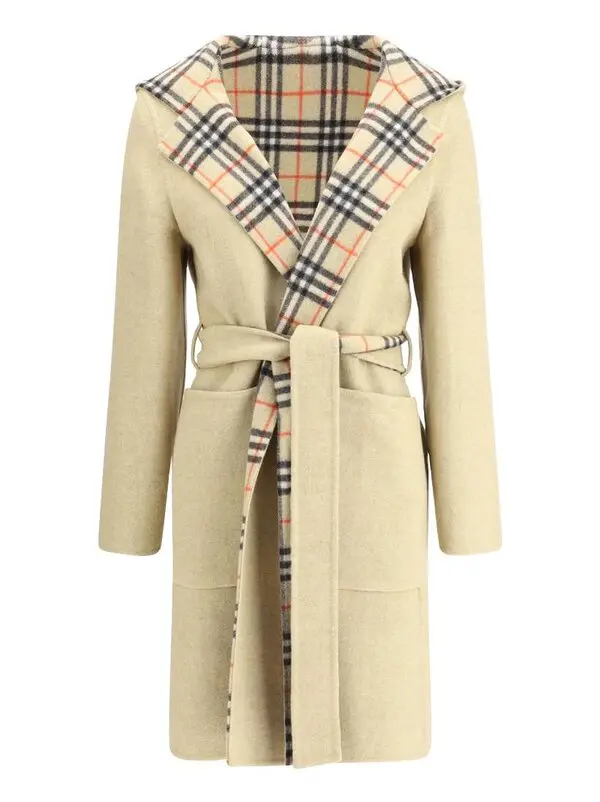 Burberry Reversible Wool Robe Coat - Beige