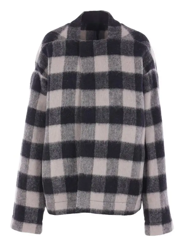 Rick Owens Checked Wool Jacket - Black Plaid