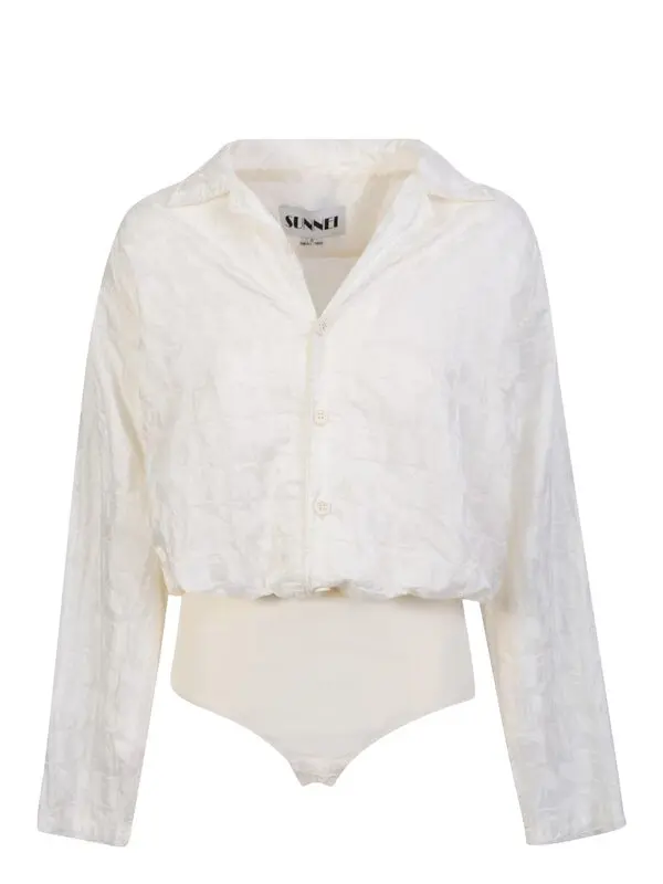 Sunnei Jacquard Shirt Bodysuit - White