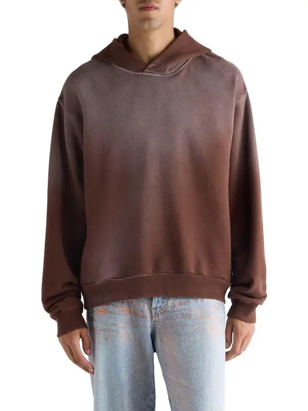 Acne Studios Oversized Distressed Graphic Hoodie - Chocolate Brown