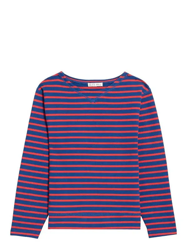 ALEX MILL Lakeside Striped Cotton-jersey Top - Cobalt Blue