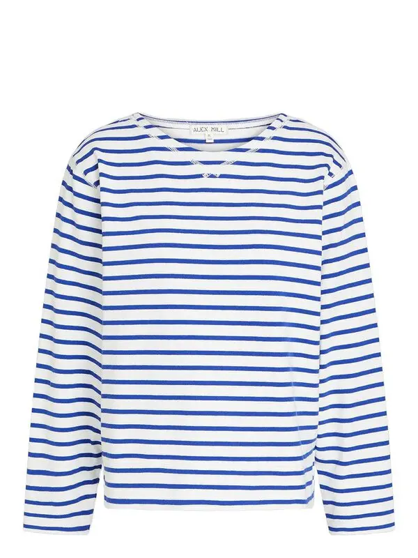 ALEX MILL Lakeside Striped Cotton-jersey Top - Royal Blue