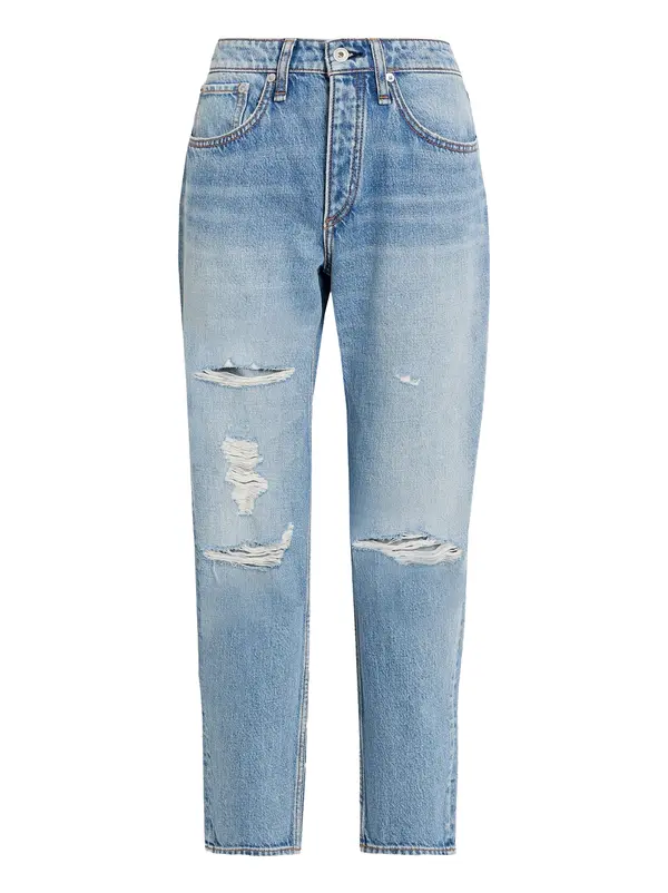 Rag & Bone Rosa Distressed Boyfriend Jeans - Light Denim