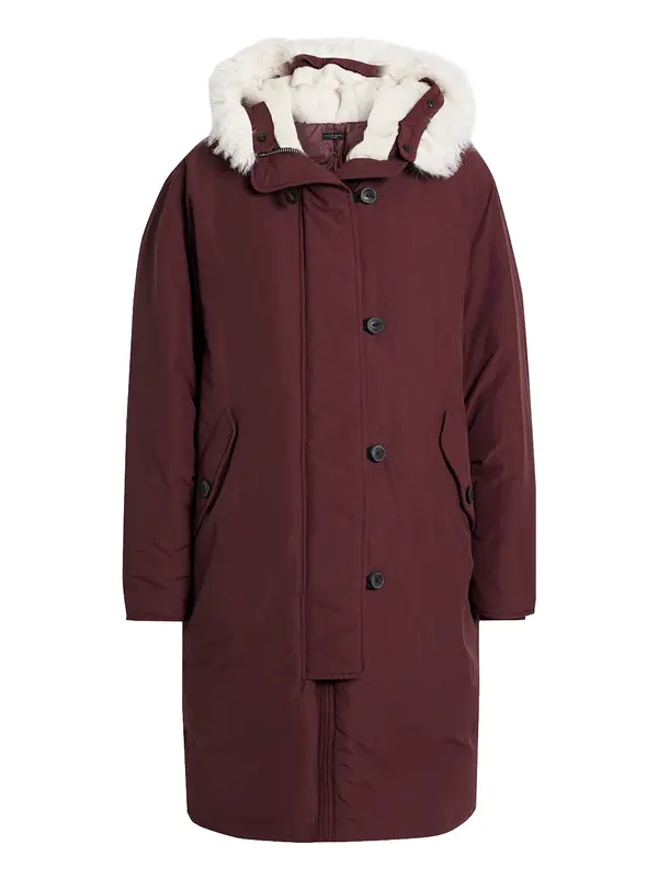 Rag & Bone Plushtrimmed Ripstop Hooded Down Coat - Plum