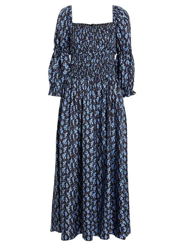 Shrimps Harper Floral-print Silk-twill Maxi Dress - Blue