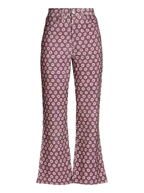 RE/DONE 70s Floral Cotton Corduroy Kick-flare Pants - Violet