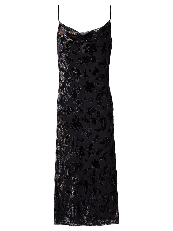 Rag & Bone Nicola Draped Devoré-velvet Slip Dress - Black