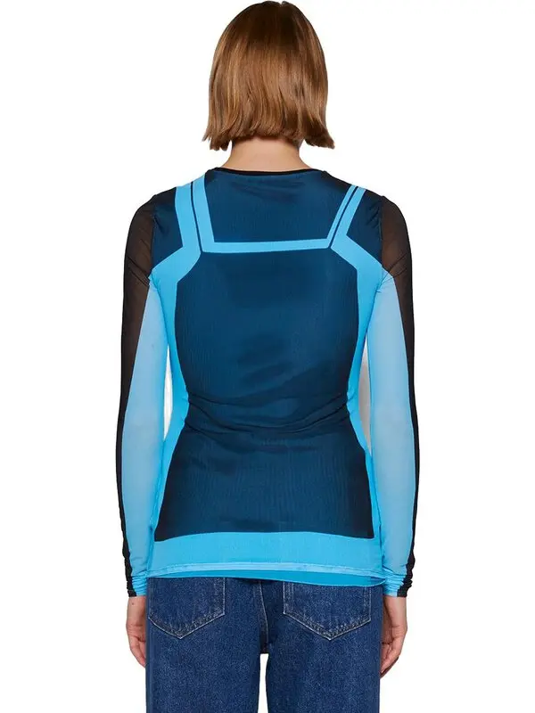 Loewe Trompe L'oeil Mesh Top - Black And Blue