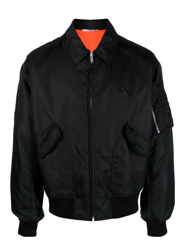 Valentino Garavani Vlogo Signature-appliqué Bomber Jacket - Black