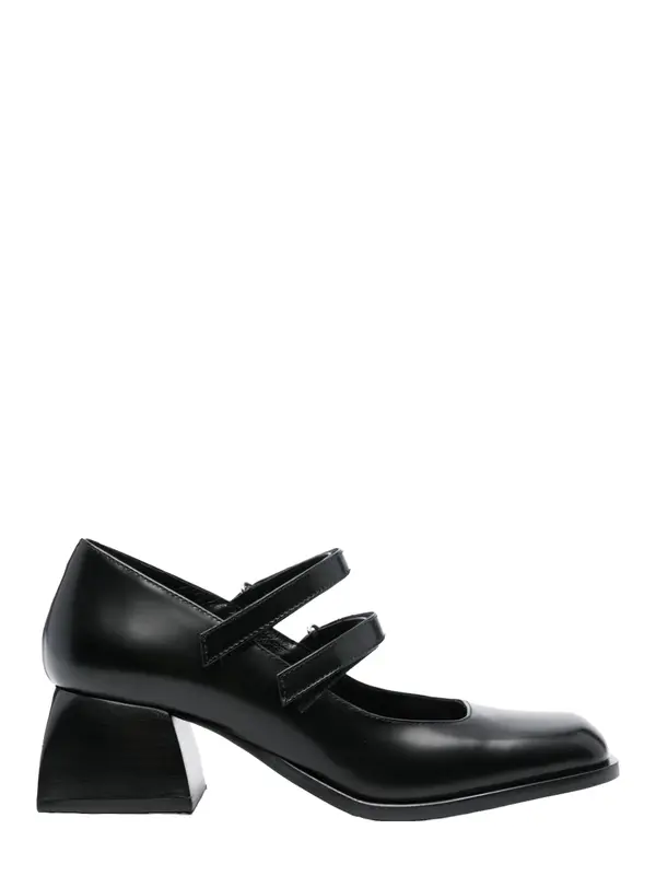 NODALETO Square-toe 50mm Leather Pumps - Black