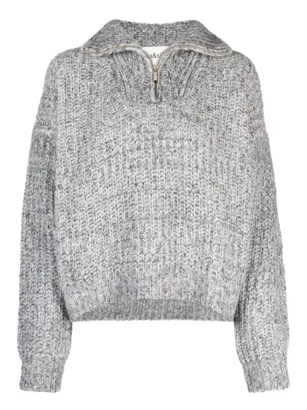 Ba&sh High-neck Knitted Jumper - Grey